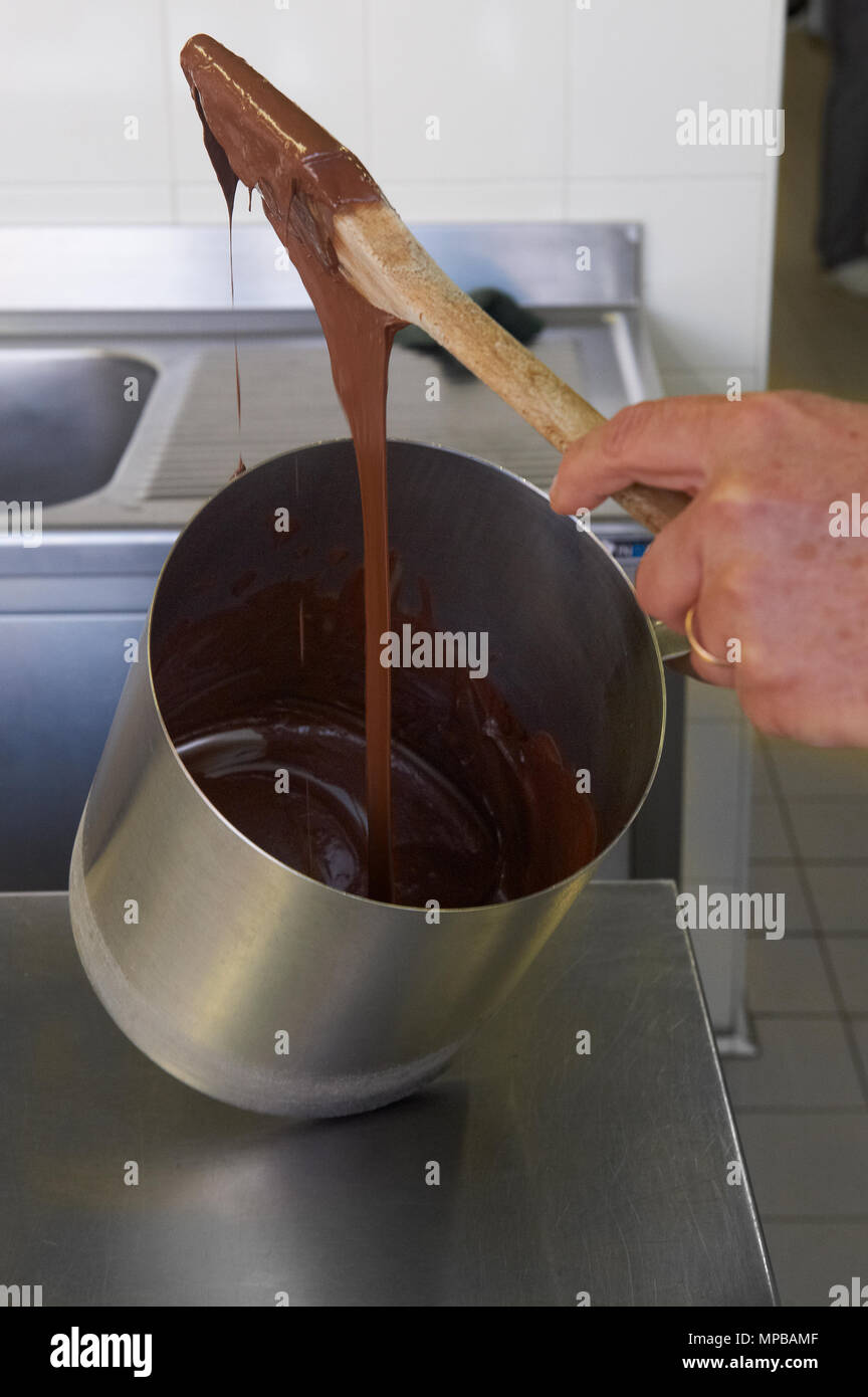 preparation of chocolate for ornament Stock Photo - Alamy