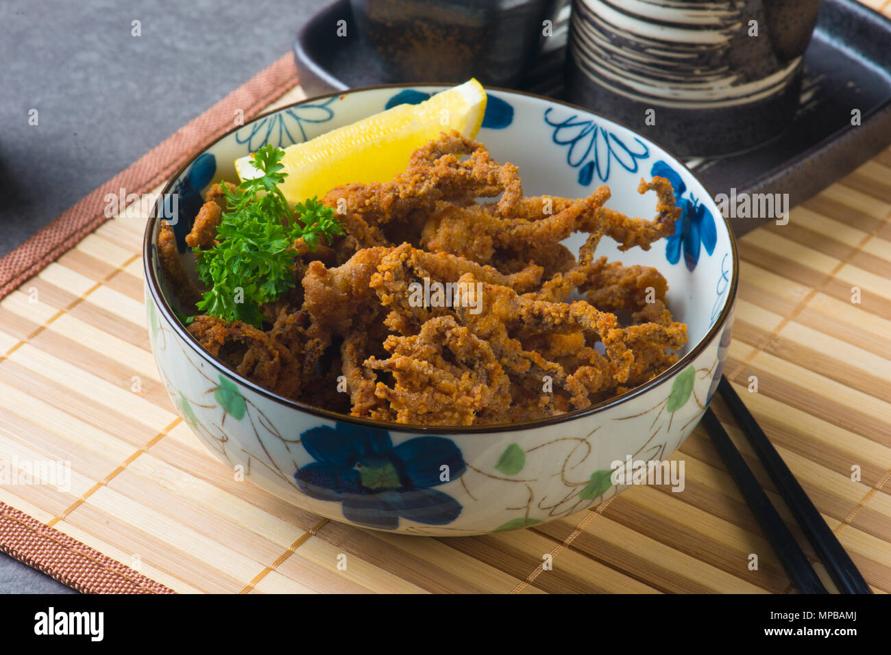 Ika Geso japanese fried spicy squid tentacle Stock Photo - Alamy