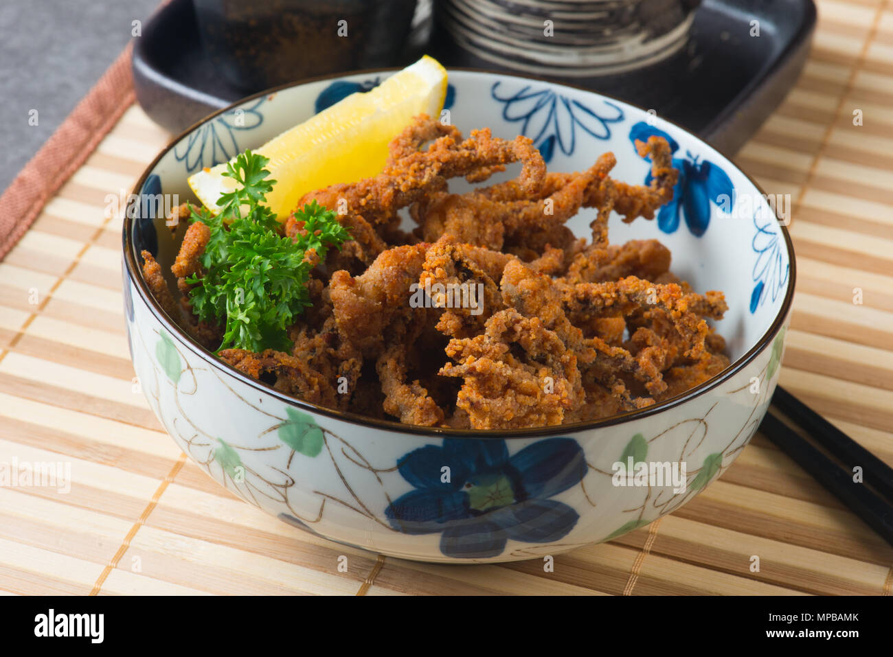 Ika Geso japanese fried spicy squid tentacle Stock Photo - Alamy