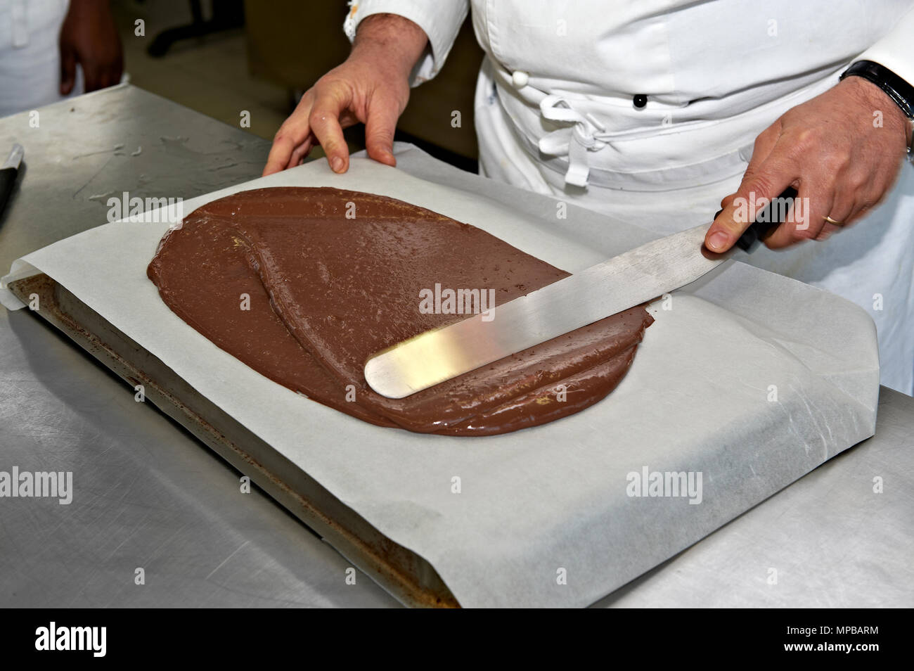 preparation of chocolate for ornament Stock Photo - Alamy
