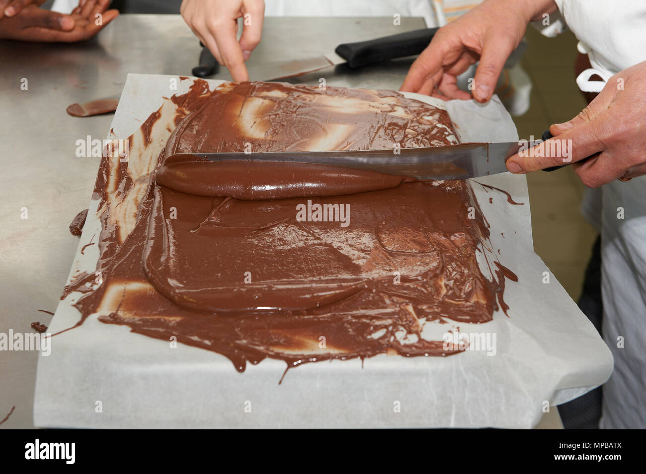 preparation of chocolate for ornament Stock Photo - Alamy