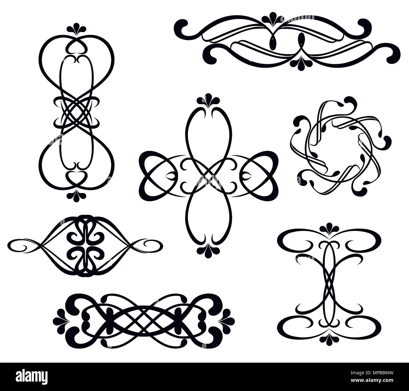 Set of vignettes and border on a white background. EPS10 vector ...