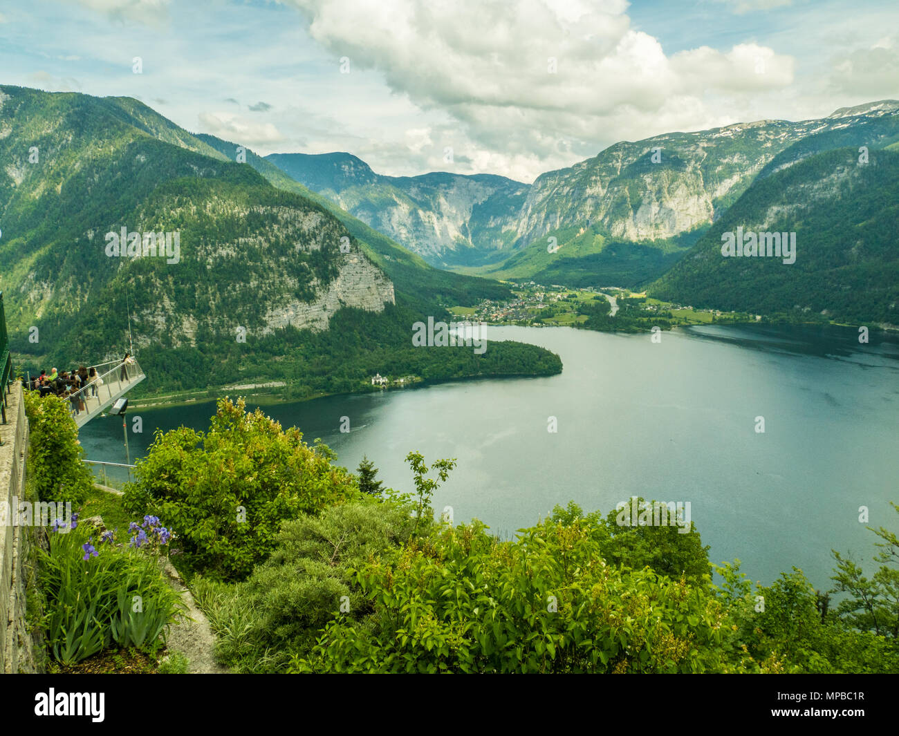 Lake Hallstatt in Austria with the Skywalk viewing platform on the left ...