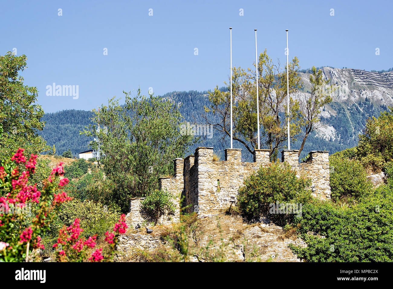 Tower of Tourbillon castle in Sion, the Canton Valais, Switzerland ...