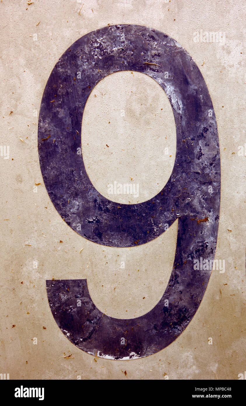 Written Wording in Distressed State Typography Found Number Nine 9 ...
