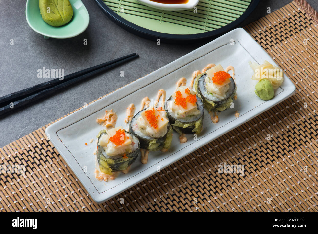 abalone salad roll sushi with tempura Stock Photo - Alamy