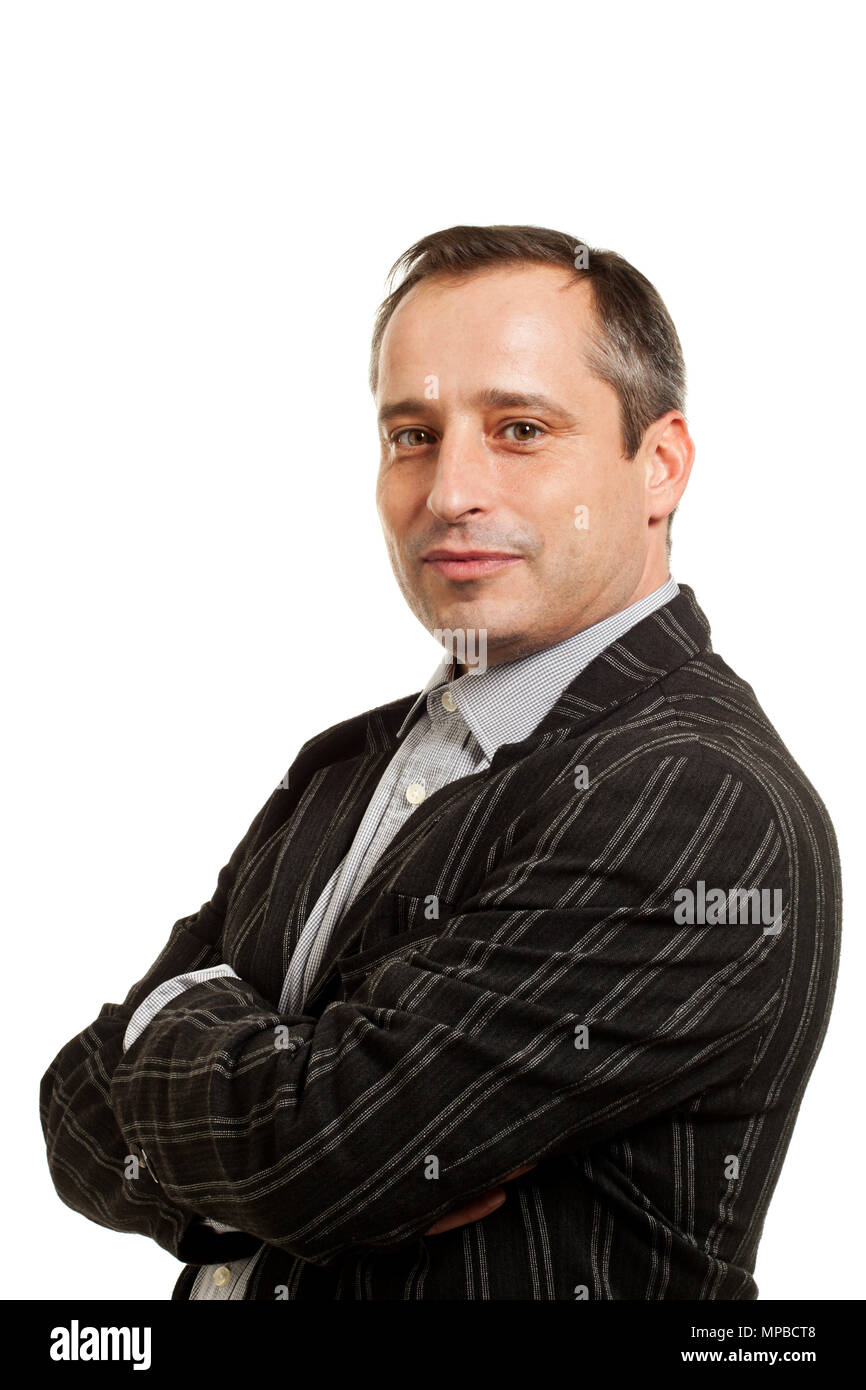 Portrait of adult man, isolated on white background. Portrait of a man ...