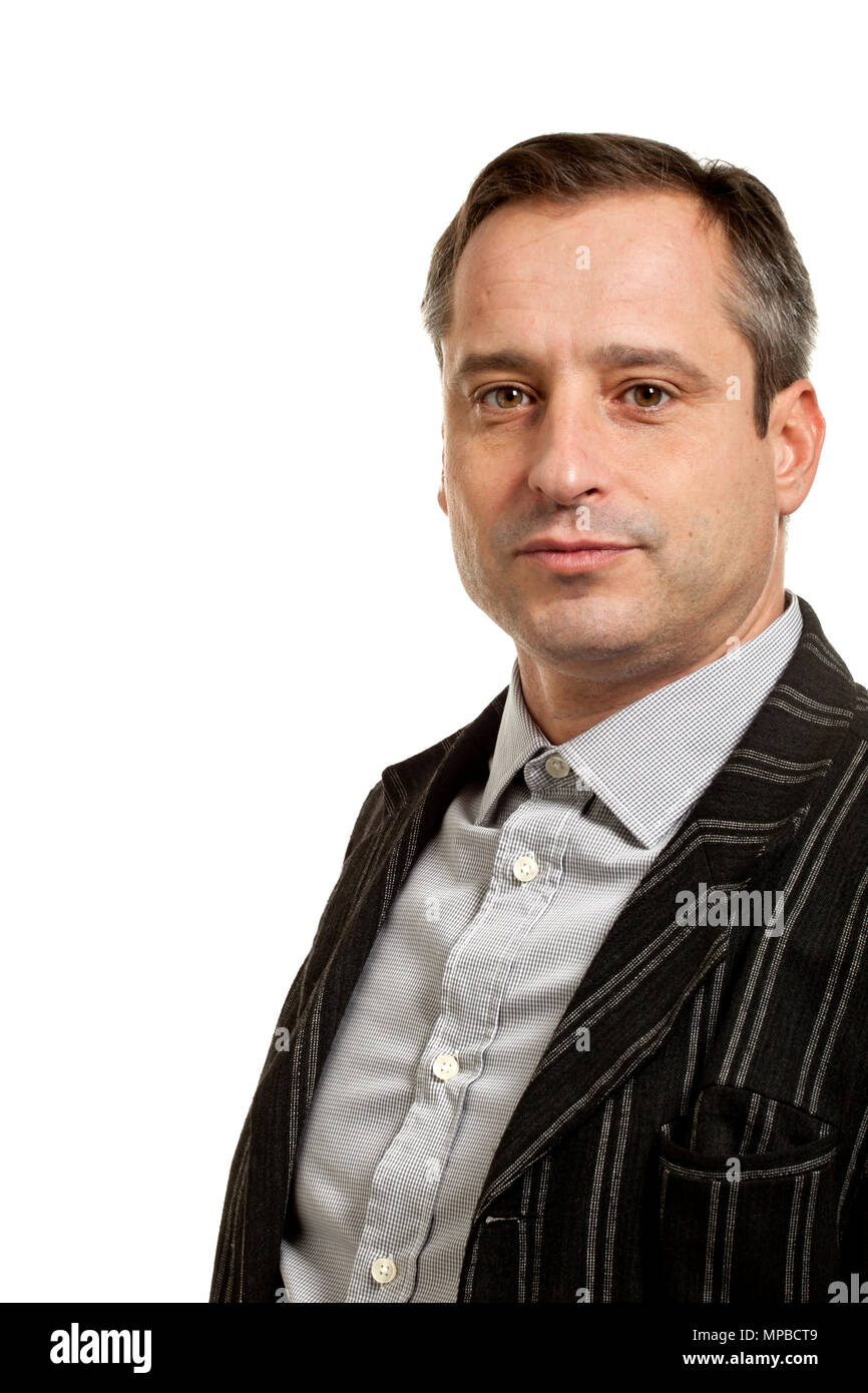 Portrait of adult man, isolated on white background. Portrait of a man ...