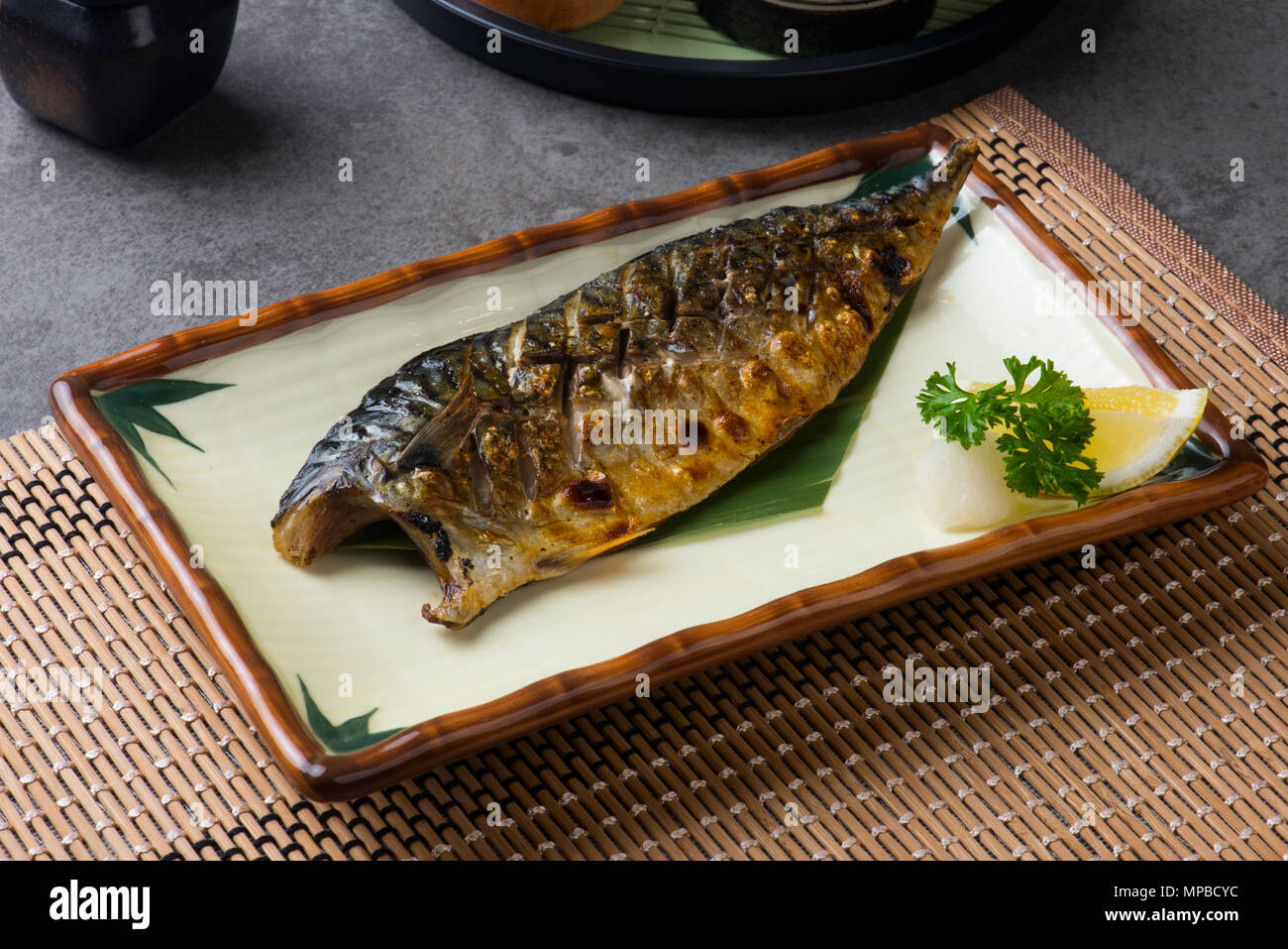 Saba fish grilled japanese food Stock Photo - Alamy
