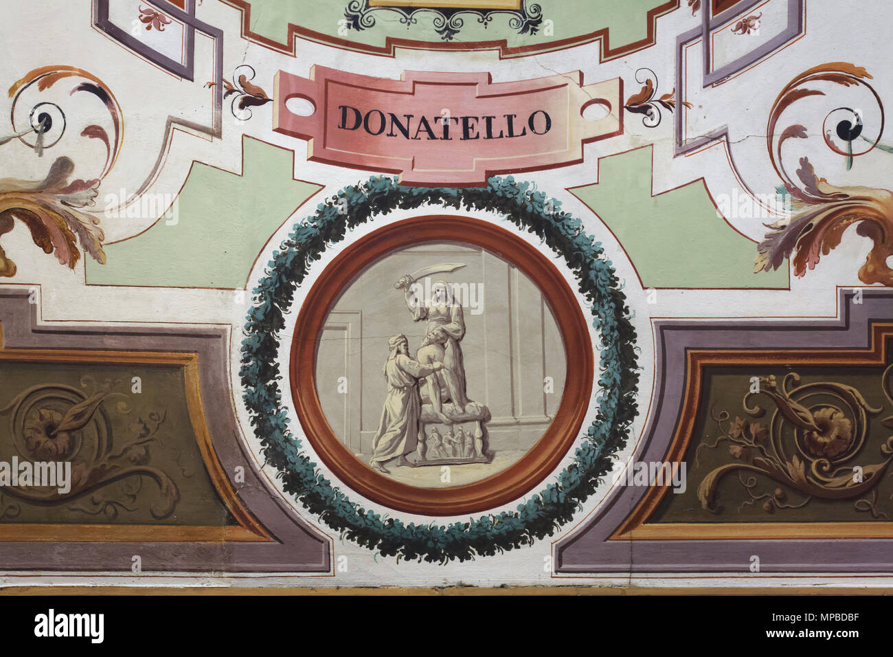 Italian Renaissance sculptor Donatello working on the bronze statue ...