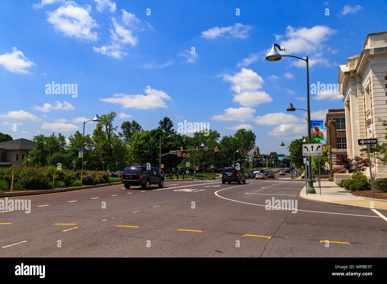 Hershey, PA, USA - May 21, 2018: The main street in Hershey is ...