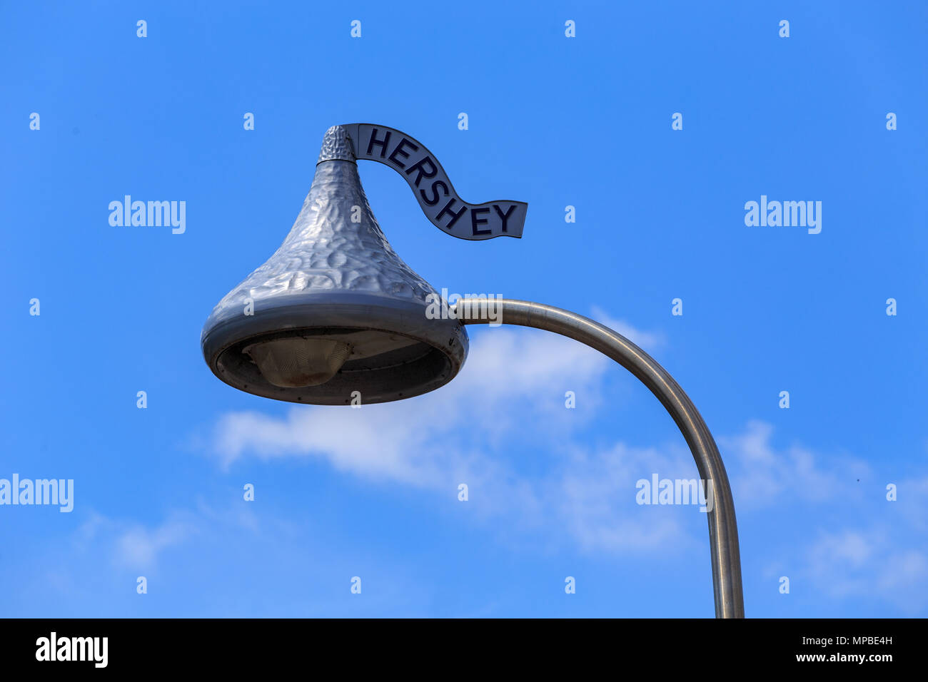 Hershey, PA, USA - May 21, 2018: Street lights on Chocolate Avenue in ...