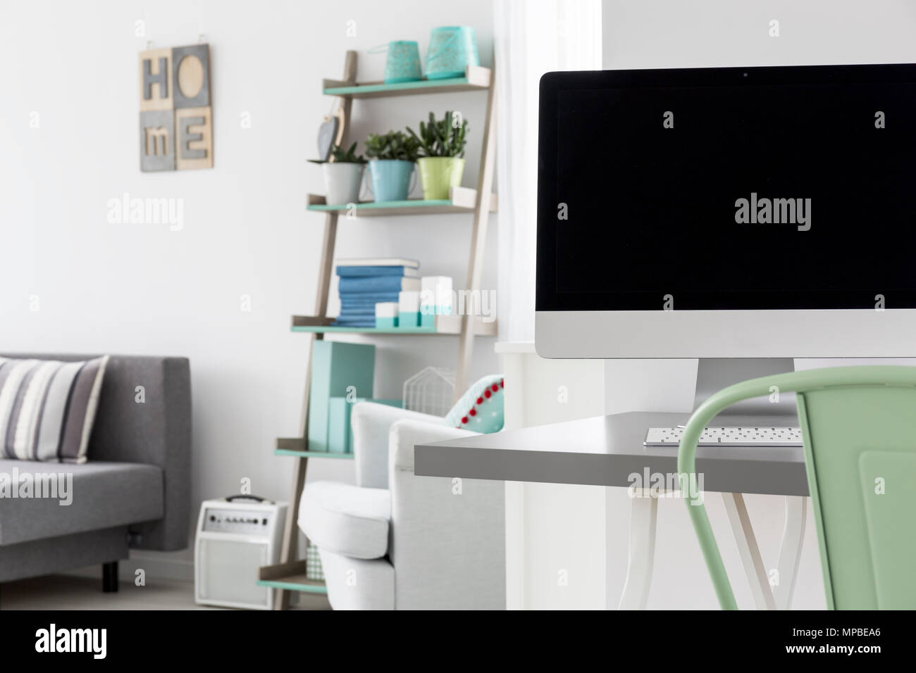 Little comfortable study place in room- computer at home Stock Photo ...