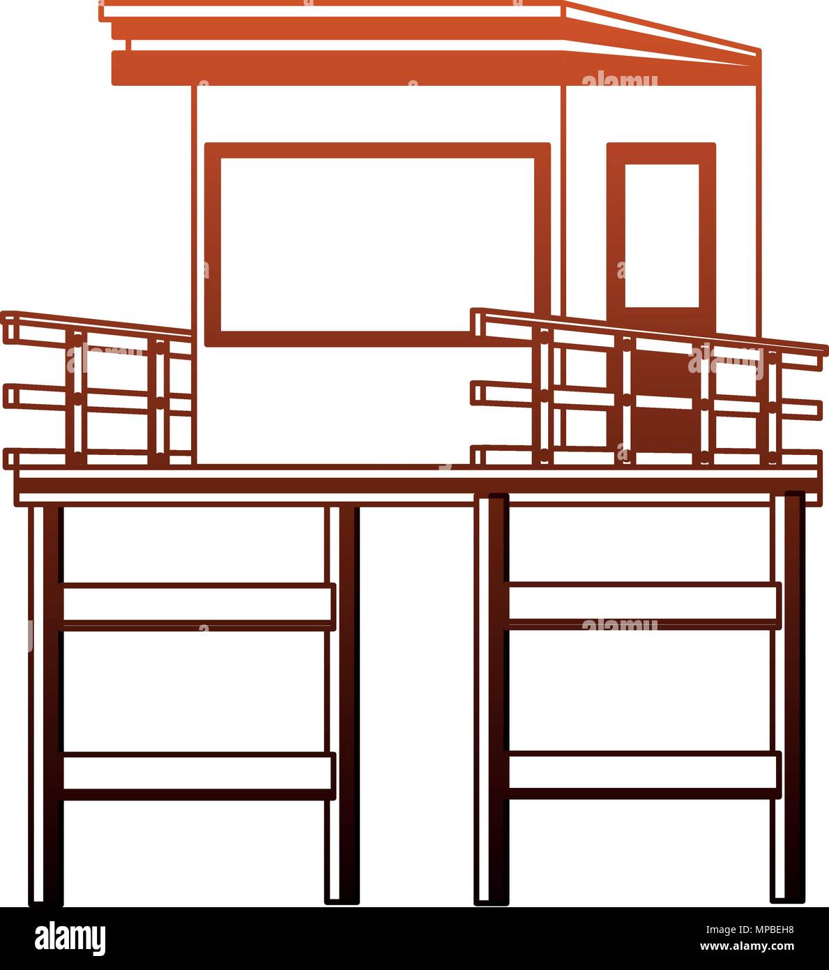 lifeguard house isolated red lines Stock Vector Image & Art - Alamy