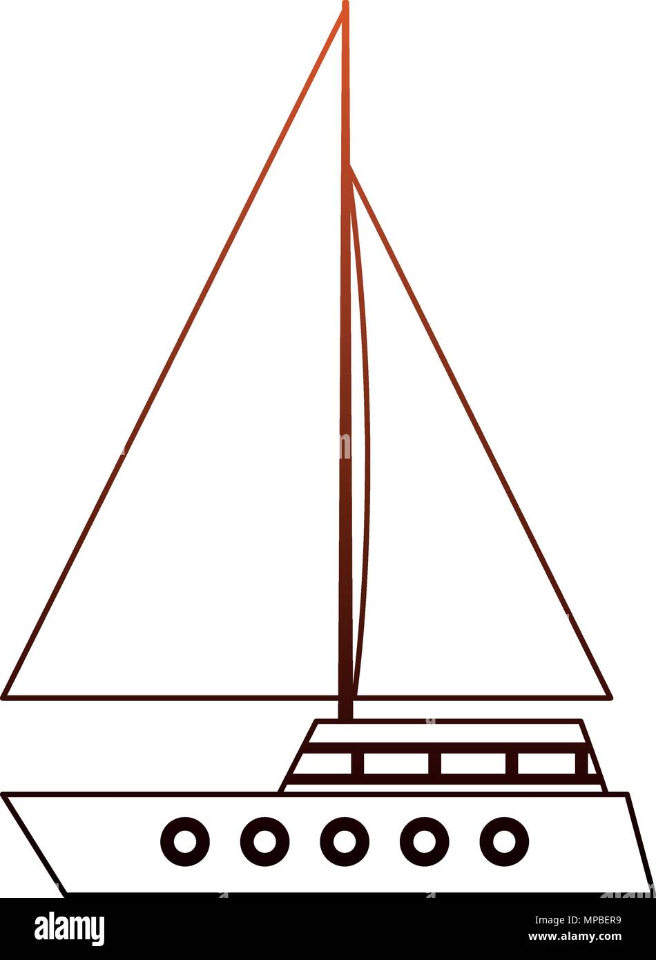 Sail boat cartoon red lines Stock Vector Image & Art - Alamy