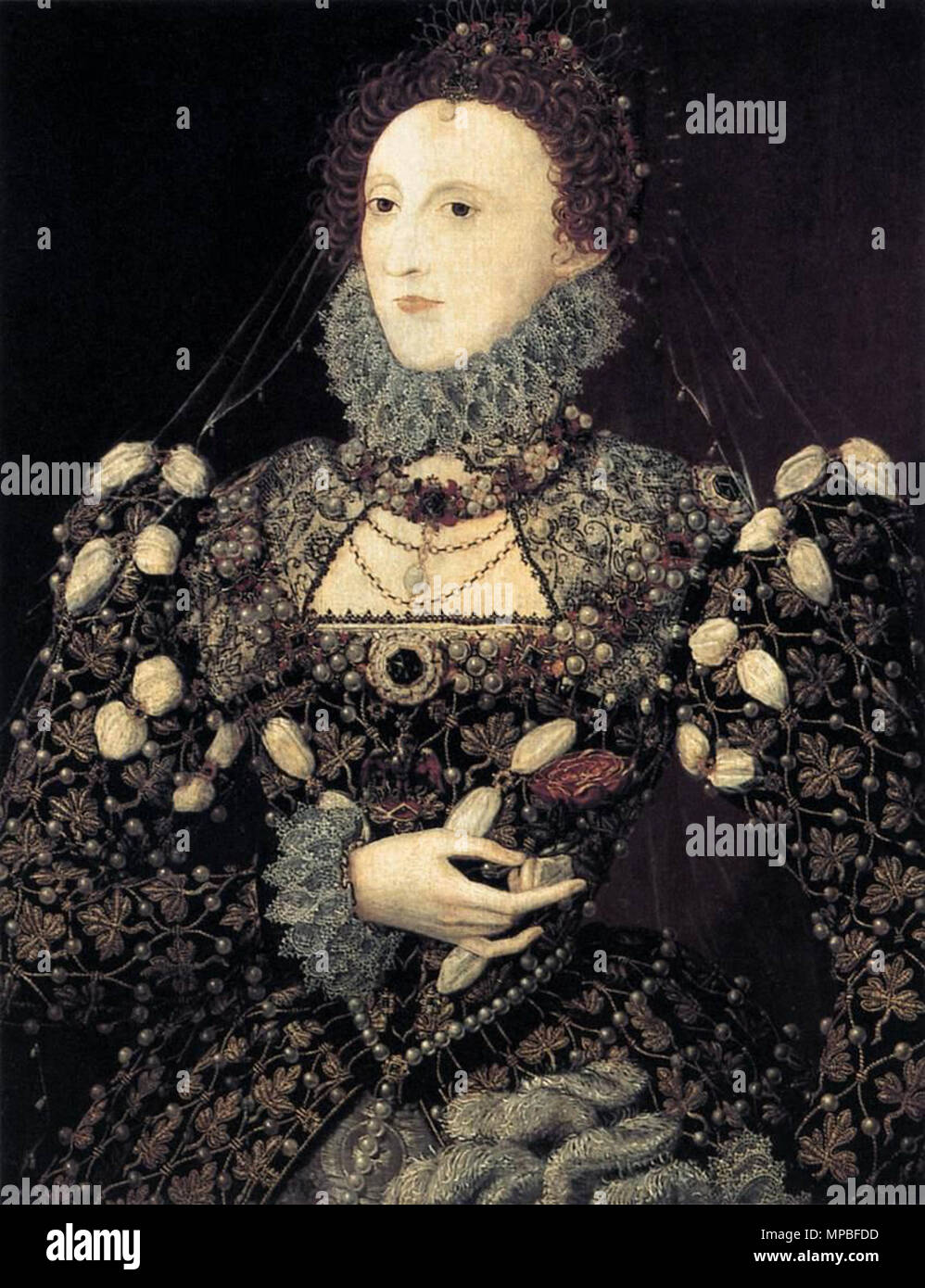 English: Portrait of Elizabeth I, Queen of England between 1575 and ...