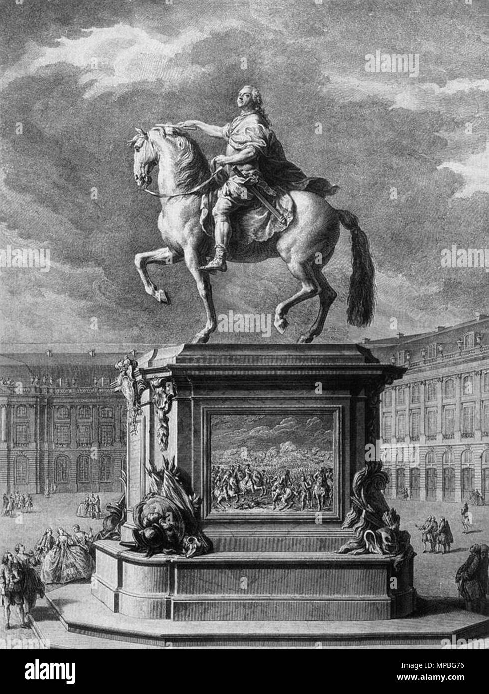 English: Equestrian Statue of Louis XV at Bordeaux 1743. 927 Nicolas ...