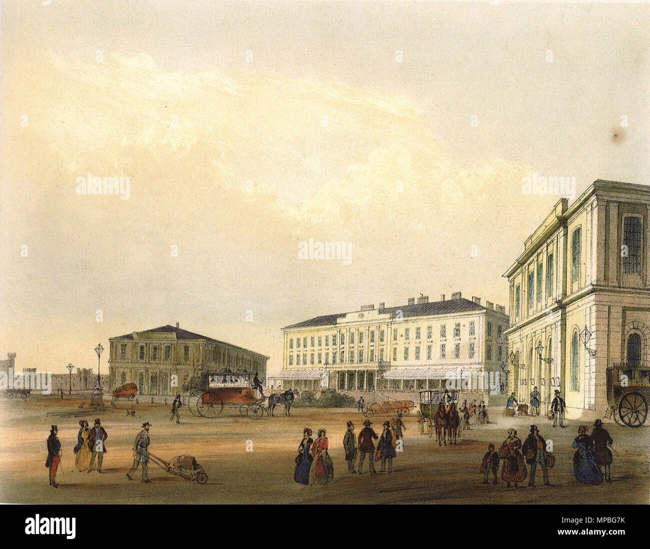 German: Der Wiener-Gloggnitzer und Brucker Bahnhof 1850. 927 Nicolas ...
