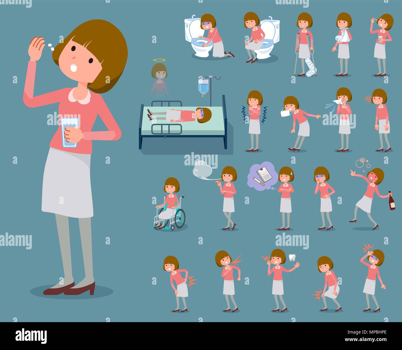 Woman vomiting into toilet Stock Vector Images - Alamy