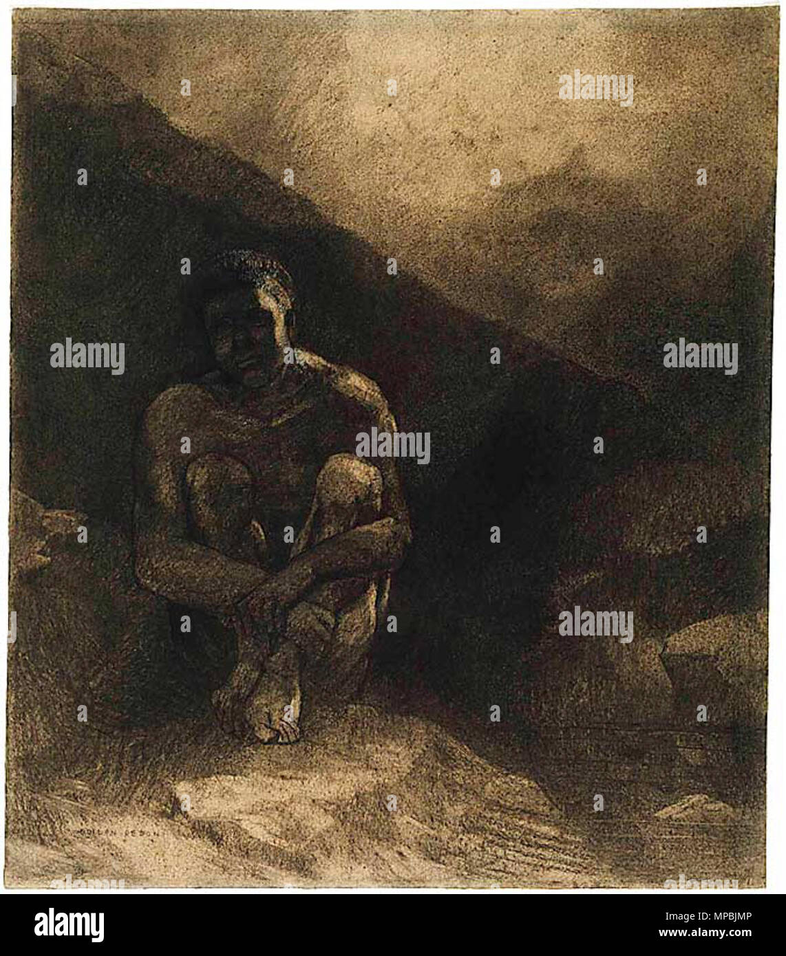 Primitive Man (Seated in Shadow) 1872. 939 Odilon Redon - Primitive Man ...