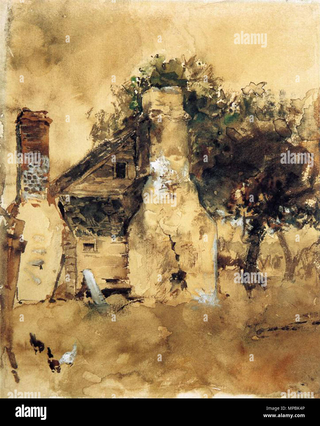 . English: 'Old Powhatan Chimney,' by American artist Robert Frederick ...