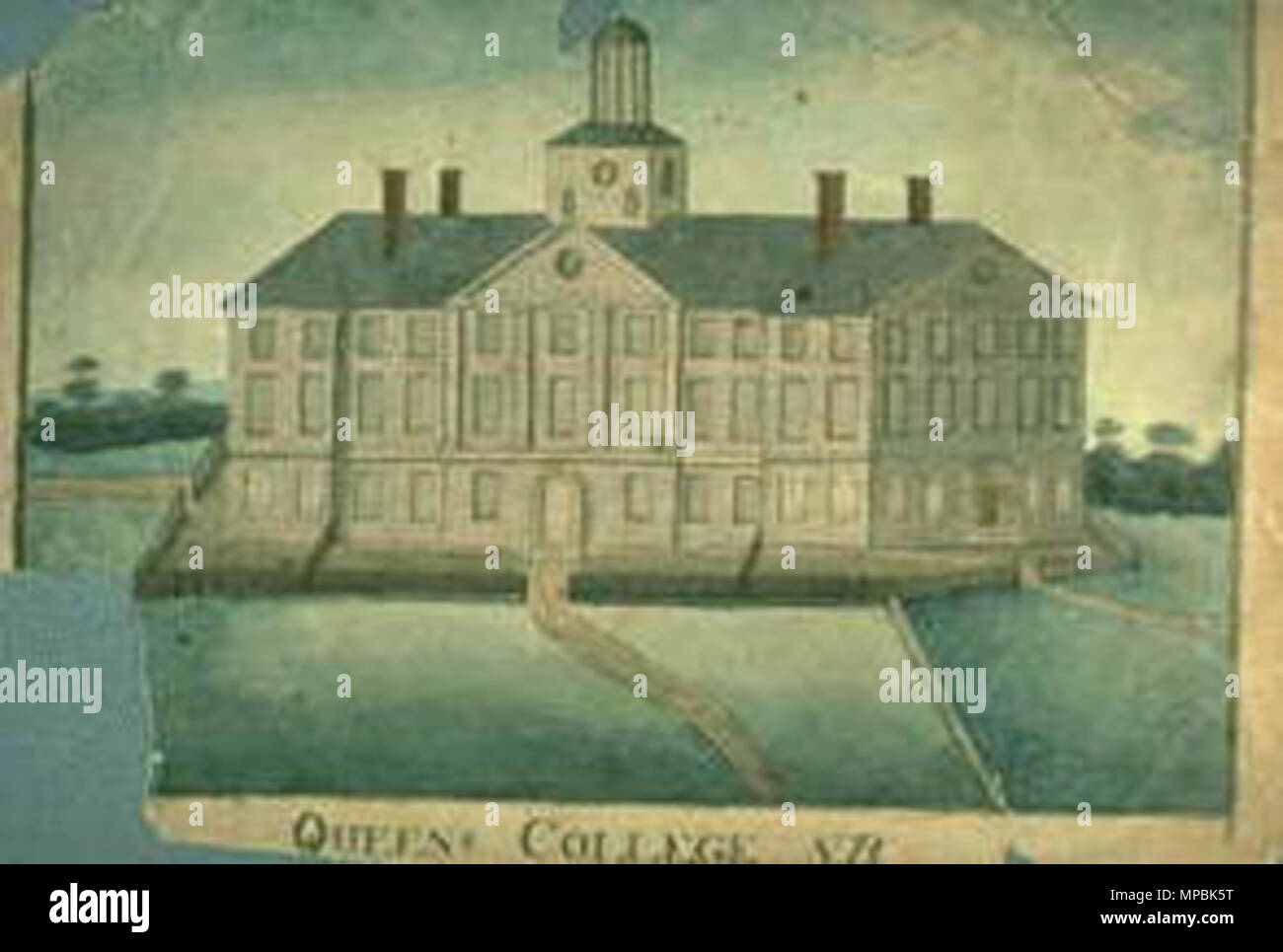 . English: Old Drawing of Old Queens, Rutgers University . early 19th ...