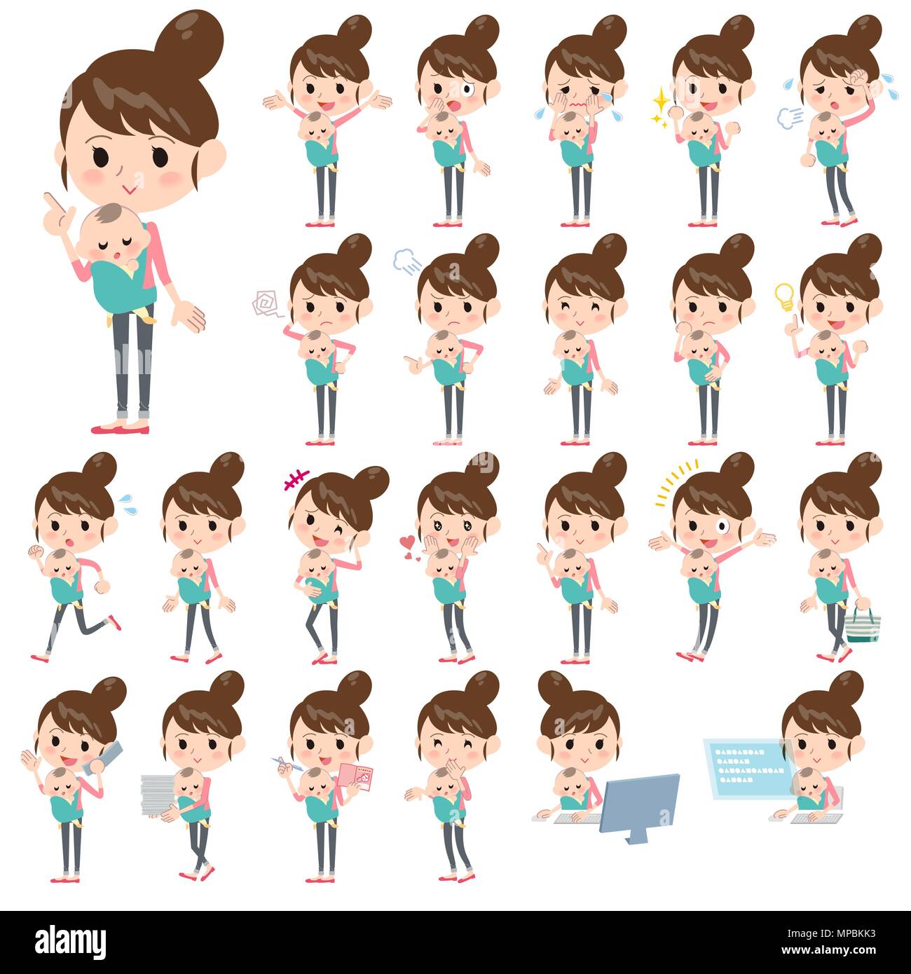 Set of various poses of Mother and baby 1 Stock Vector Image & Art - Alamy