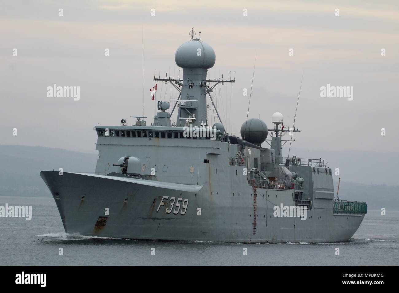 KDM Vaederren (F359), a Thetis-class frigate operated by the Royal ...