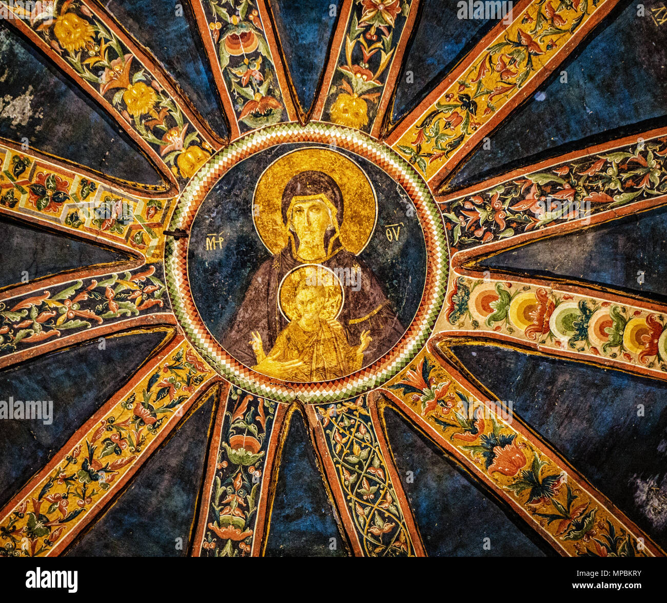 Gold leaf mural on the ceiling of Chora Catholic church is being ...