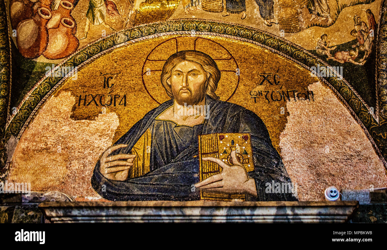 Gold leaf mural on the ceiling of Chora Catholic church is being ...