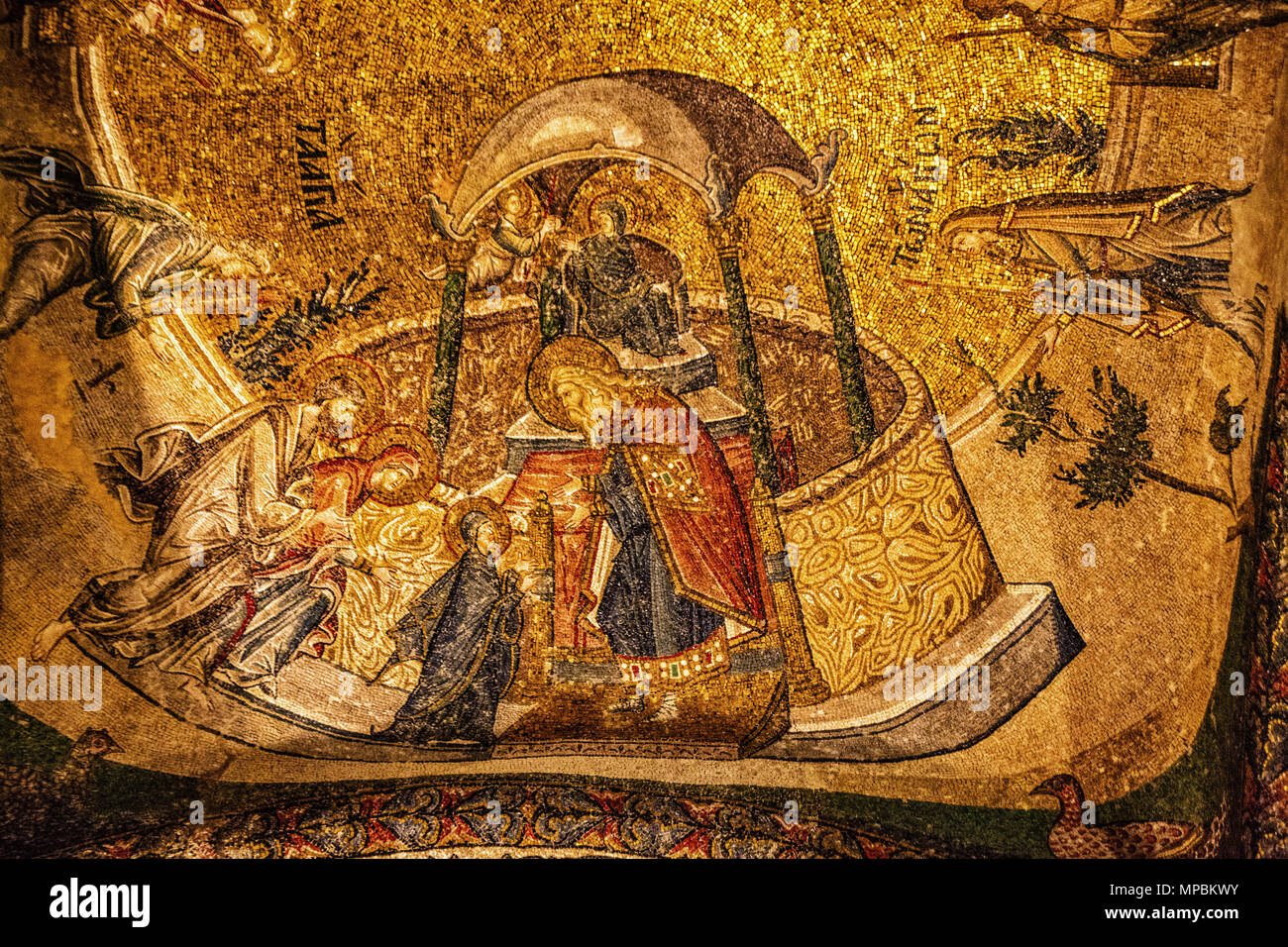 Gold leaf mural on the ceiling of Chora Catholic church is being ...