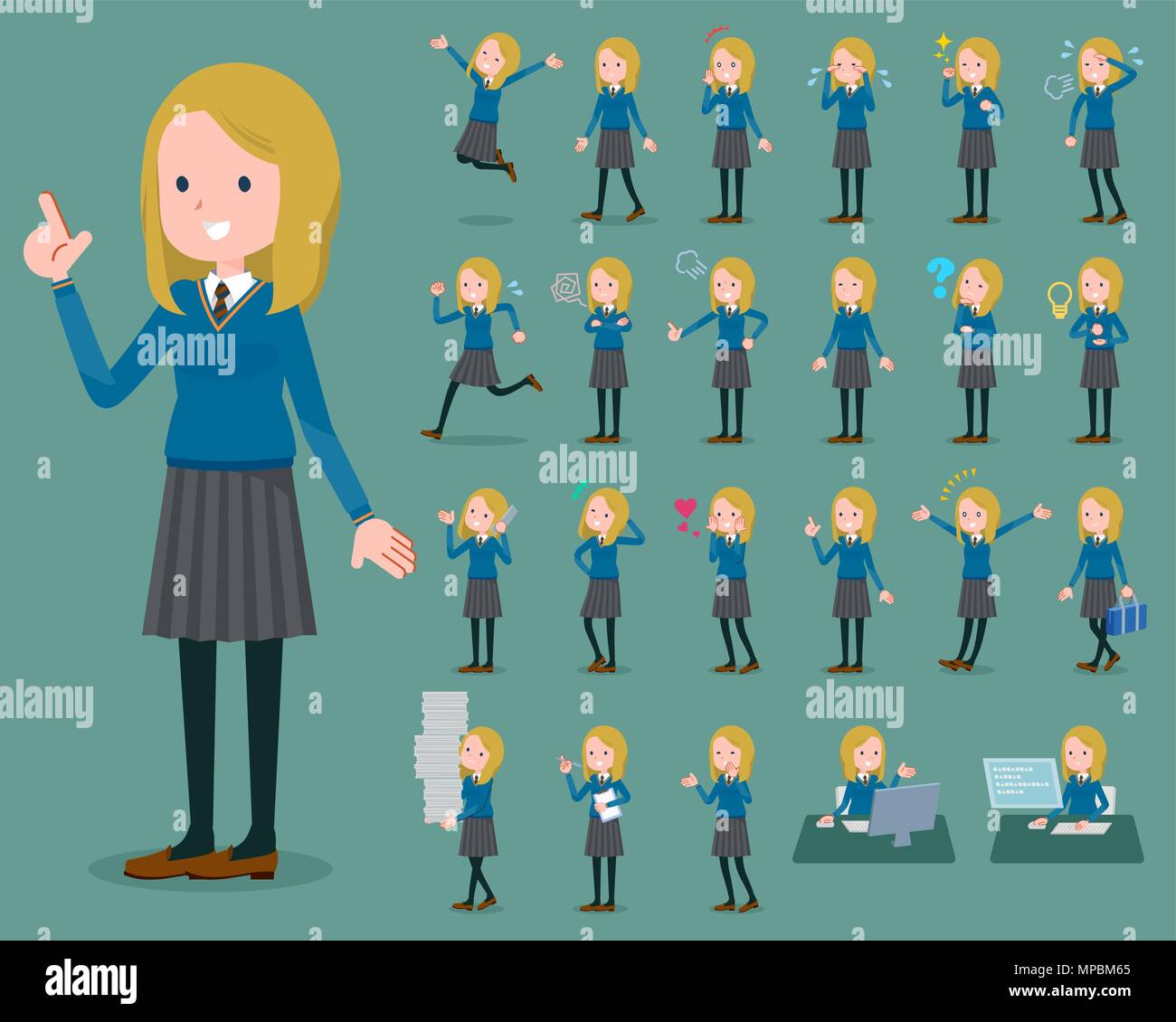 Happy school teen girl Stock Vector Images - Alamy