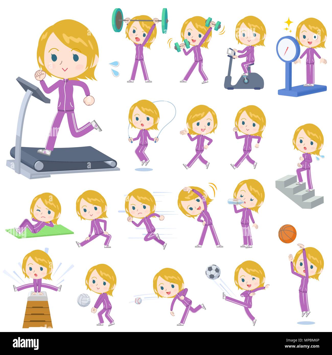 Schoolgirl Caucasian purple jersey Sports & exercise Stock Vector Image ...