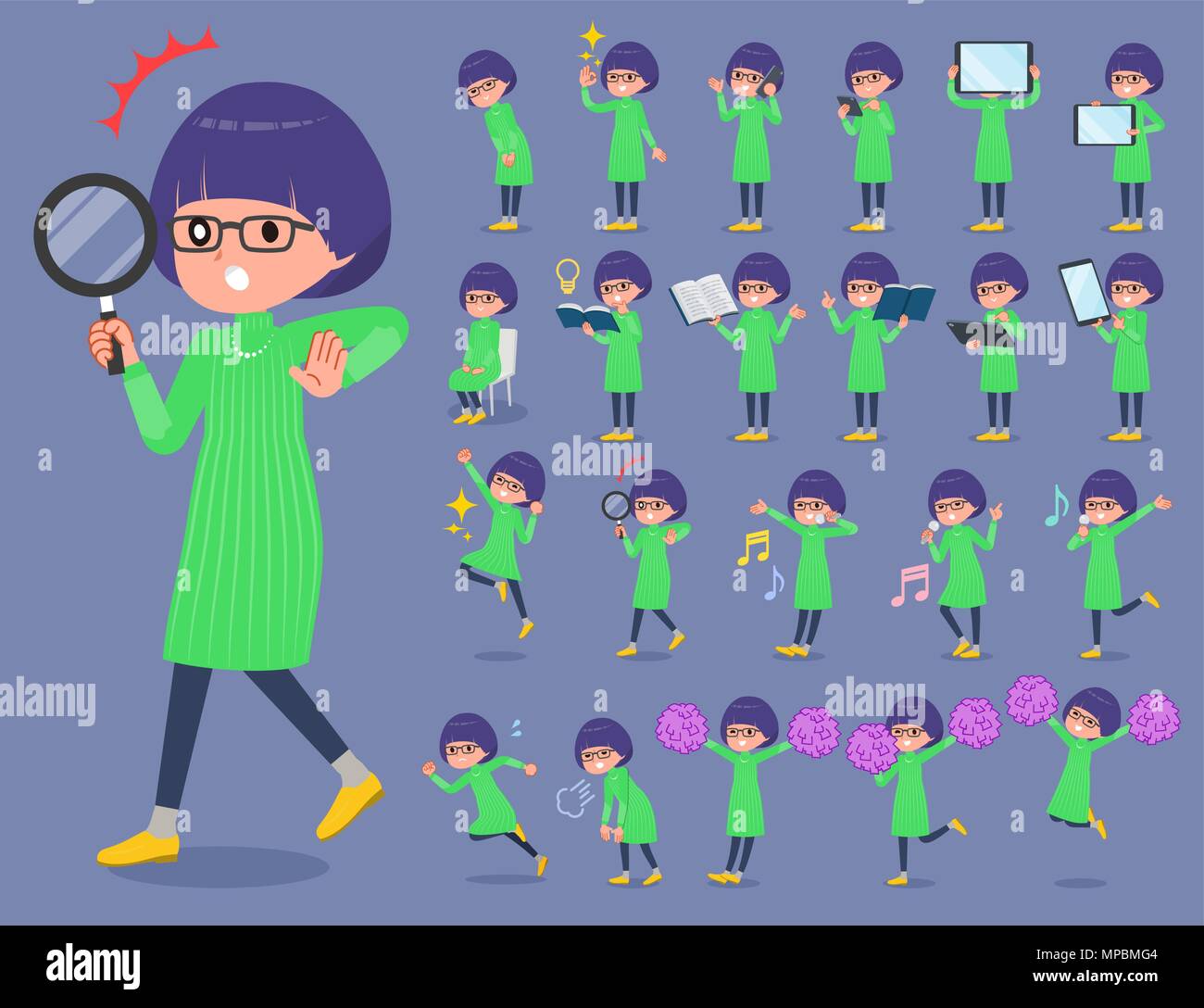 Girl book in green Stock Vector Images - Alamy