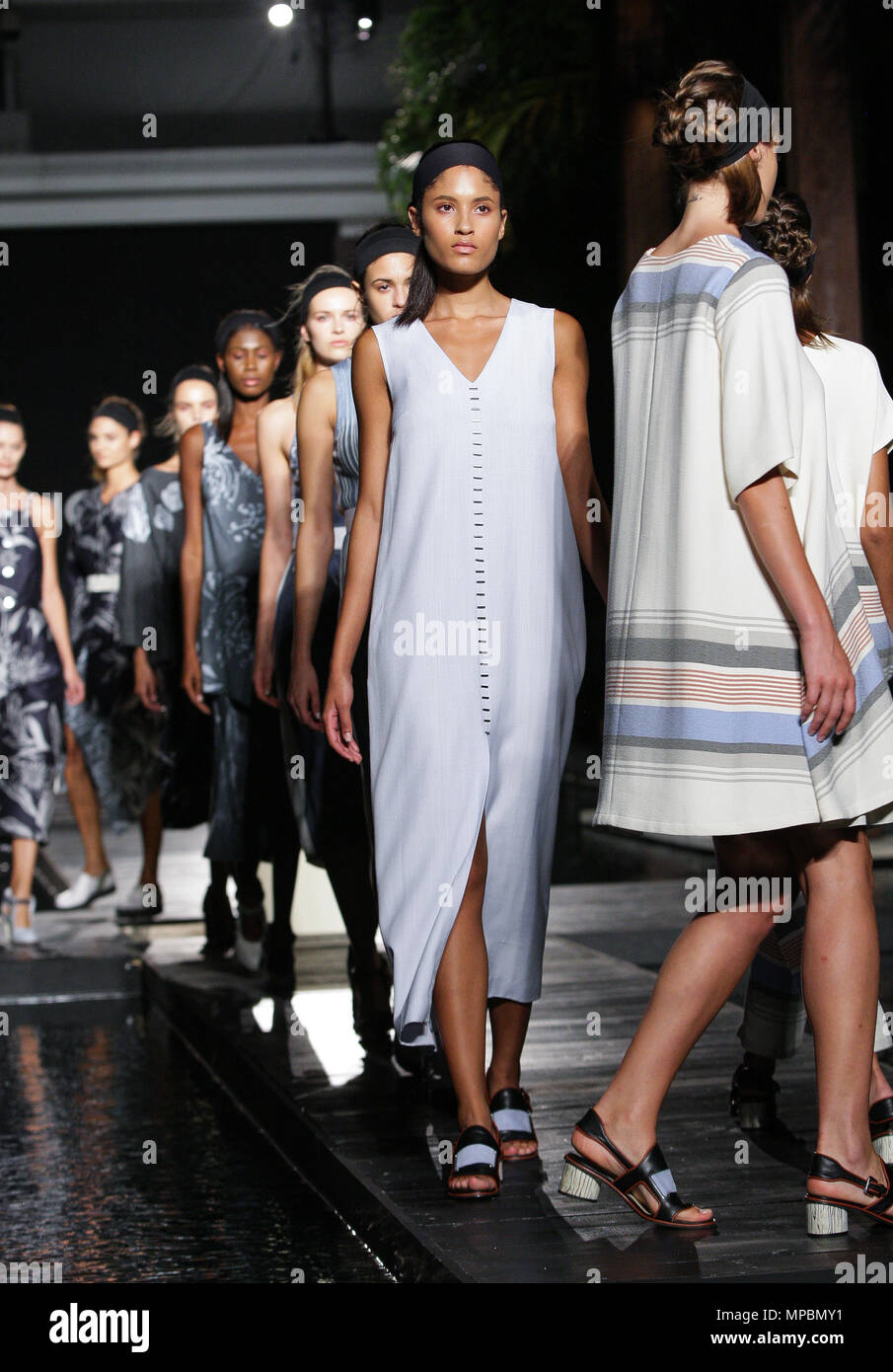 MIAMI BEACH, FL - October 6: Models walk in the SUNO Fashion Show ...