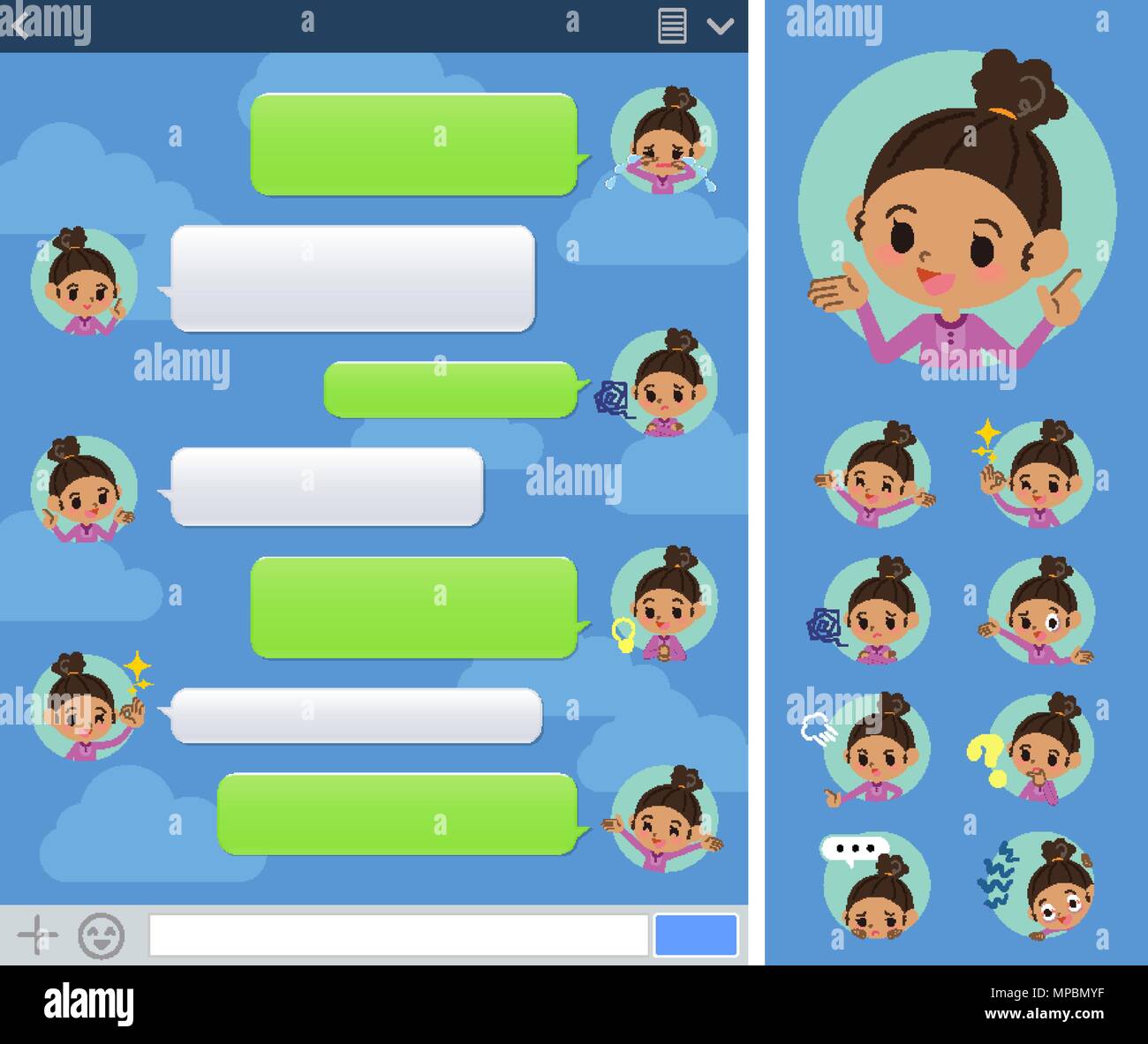 Set of various poses of perm hair girl sns Stock Vector Image & Art - Alamy