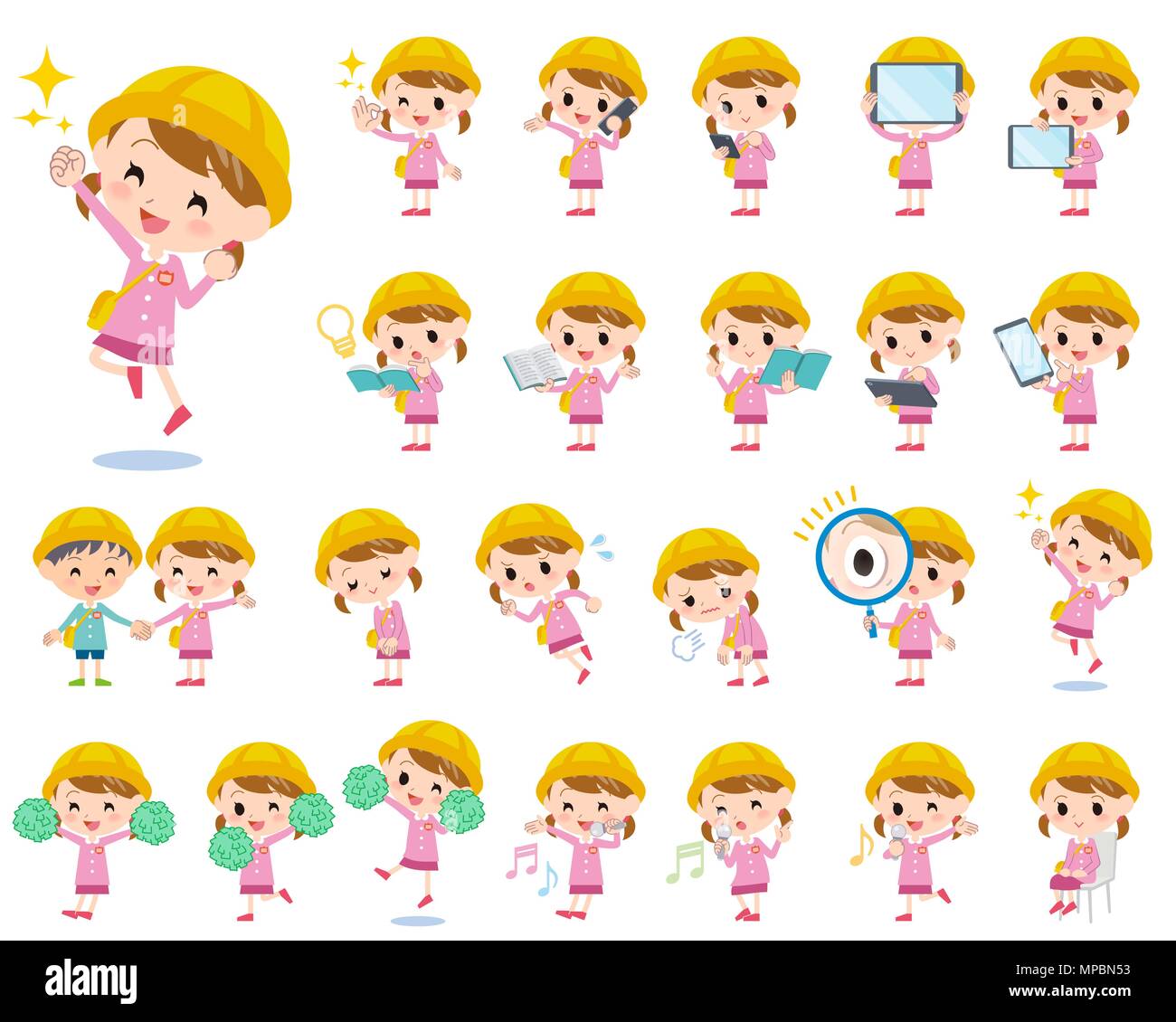Set of various poses of Nursery school girl 2 Stock Vector Image & Art ...