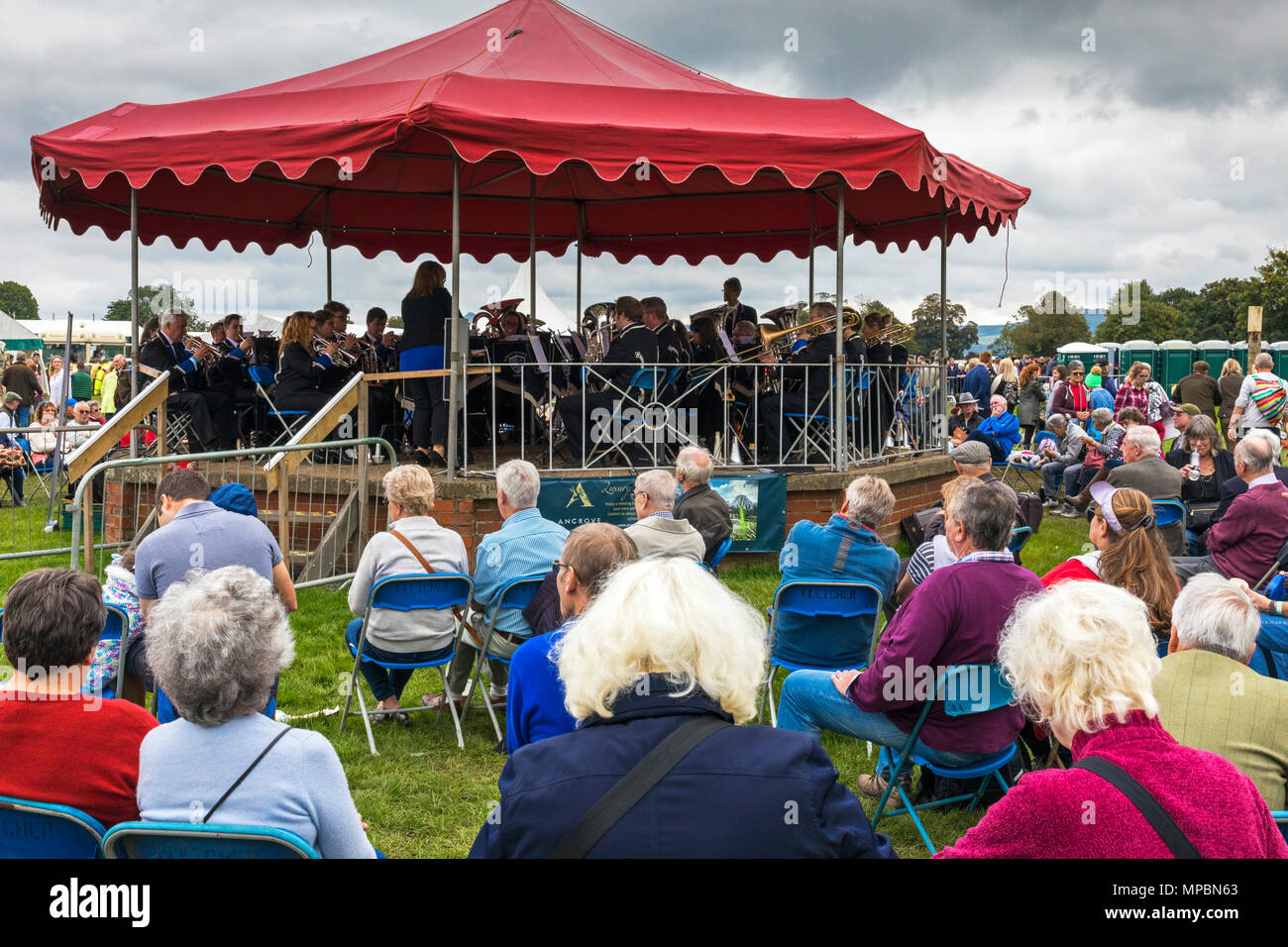 Bandstand and spectators at Stokesley Show, North Yorkshire, England ...