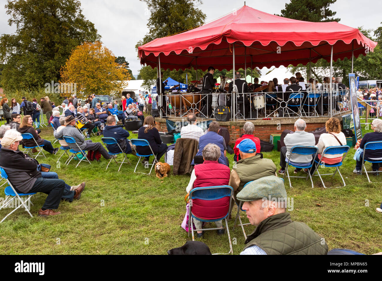 Bandstand and spectators at Stokesley Show, North Yorkshire, England ...