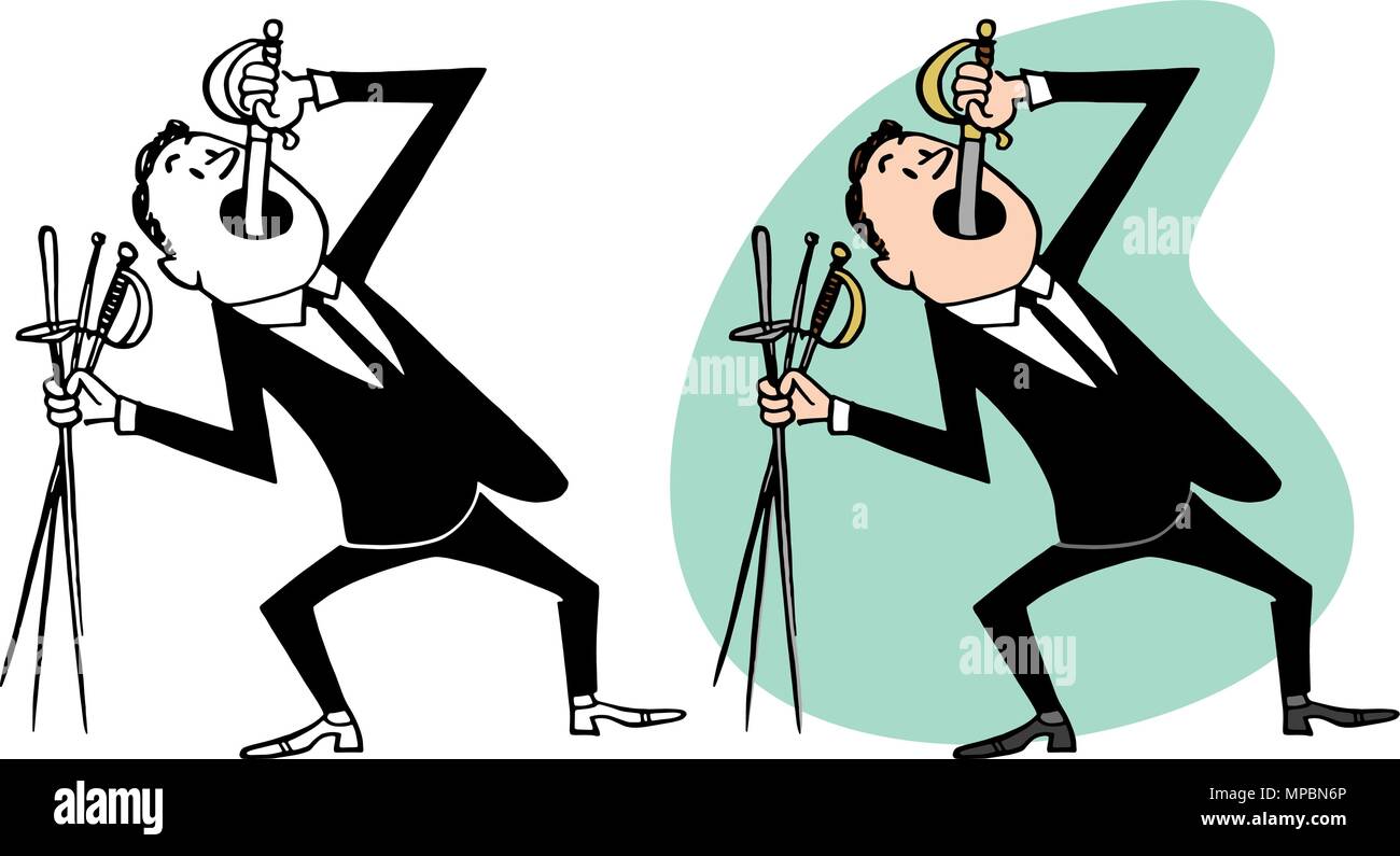 A sword swallower in a suit swallowing swords Stock Vector Image & Art ...