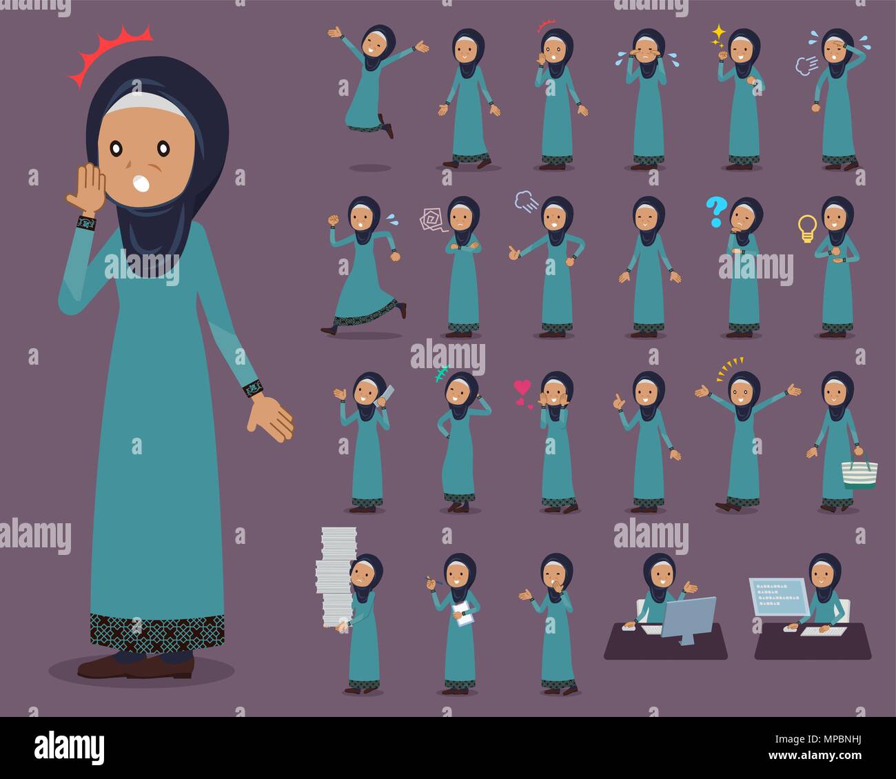 Flat Type Arab Old Women 1 Stock Vector Image Art Alamy