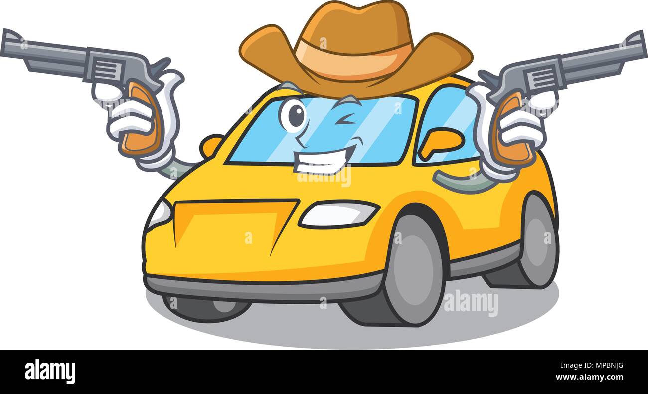 Cowboy taxi character cartoon style vector illustration Stock Vector ...
