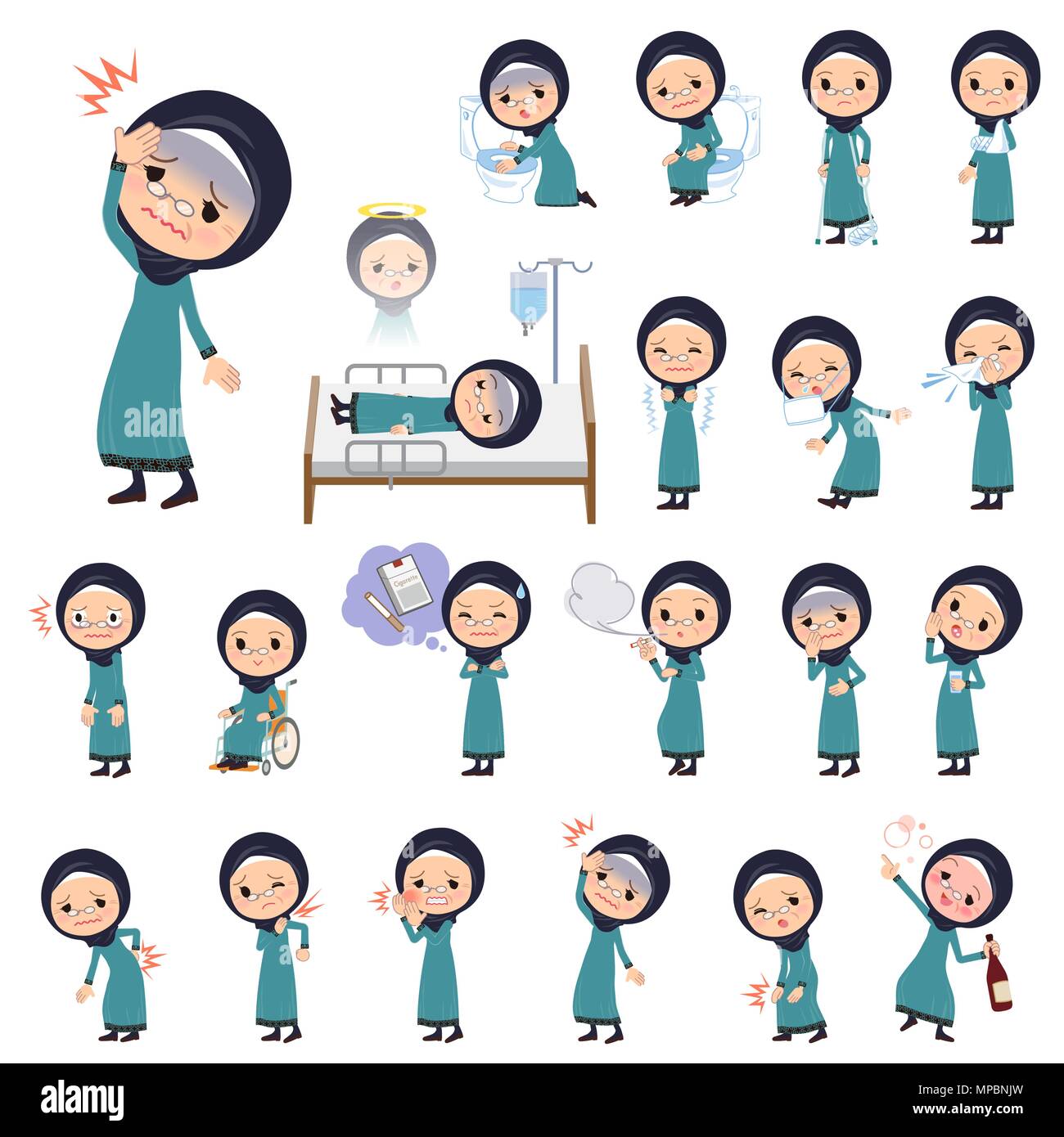 Arab old women sickness Stock Vector Image & Art - Alamy