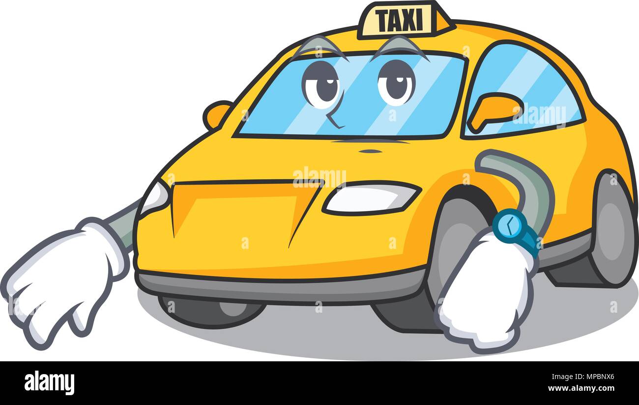 Waiting taxi character mascot style vector illustration Stock Vector ...