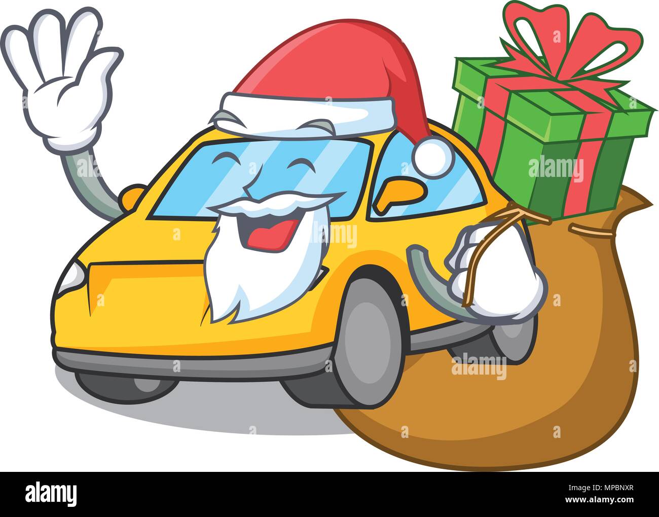 Santa with gift taxi character mascot style vector illustration Stock ...