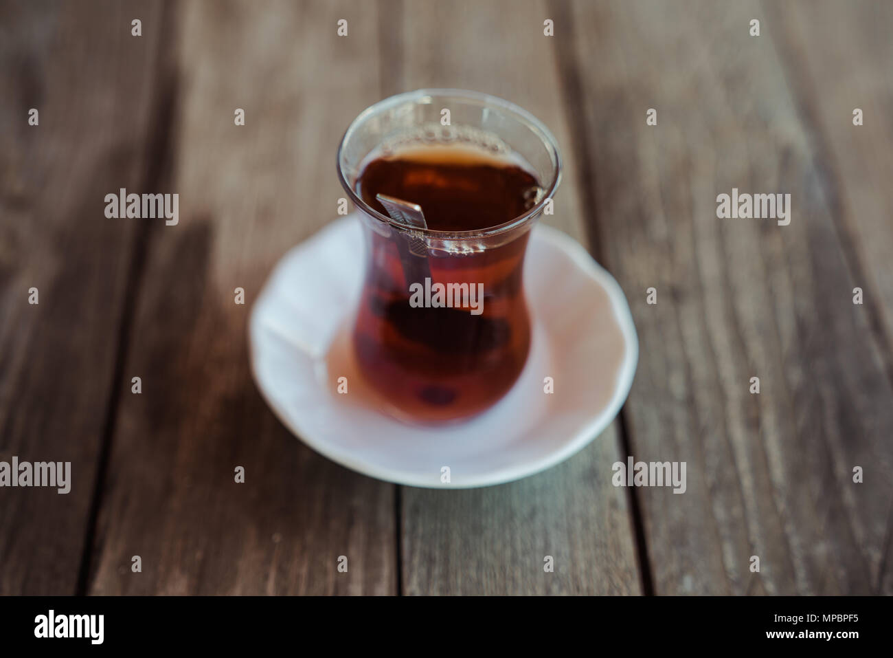 traditional Turkish tea on the wooden background Stock Photo - Alamy