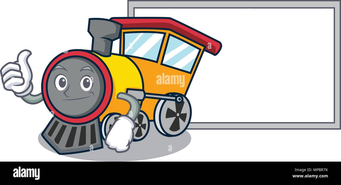 Thumbs up with board train character cartoon style Stock Vector Image ...