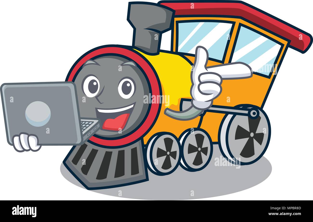 With laptop train character cartoon style Stock Vector Image & Art - Alamy