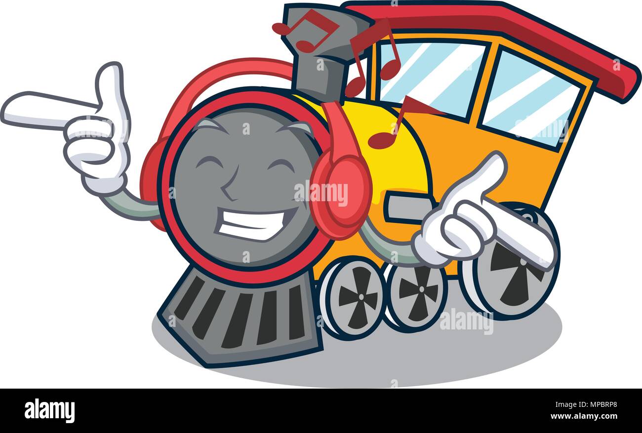 Listening music train mascot cartoon style Stock Vector Image & Art - Alamy