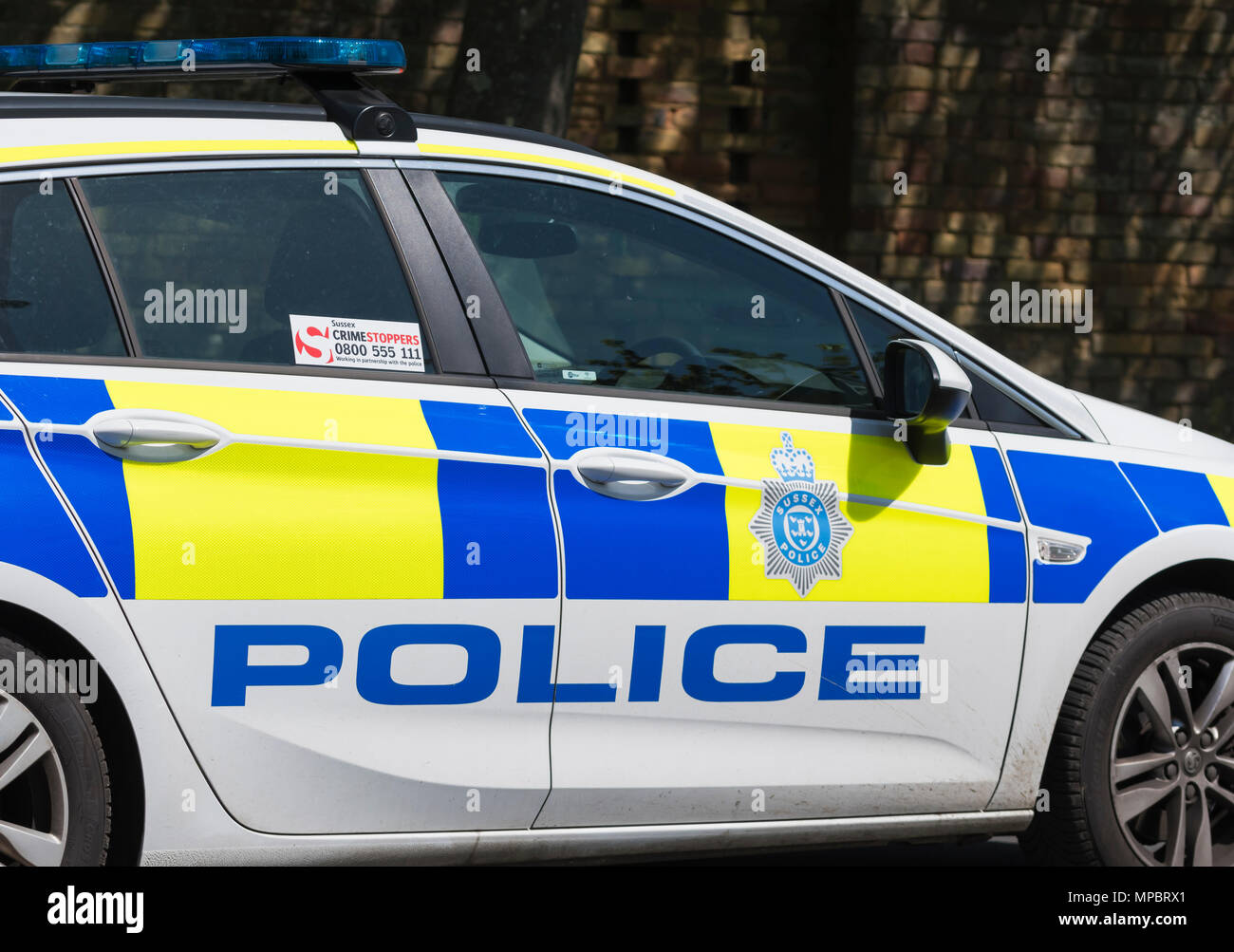 Police car from Sussex Police on a road in West Sussex, England, UK ...